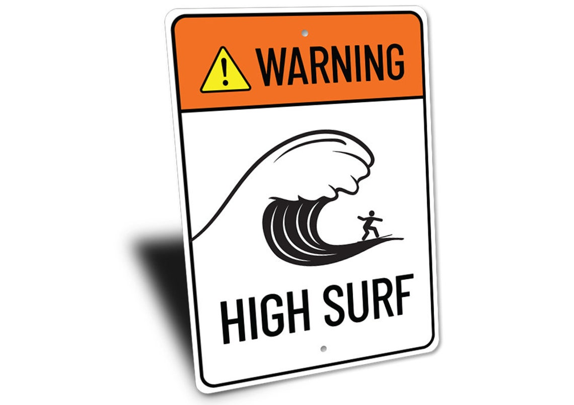 High Surf Sign Warning High Surf Ocean Decor Gifts Metal - Etsy