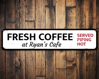 Hot Coffee Served Here Sign Personalized Barista Name Kitchen | Etsy