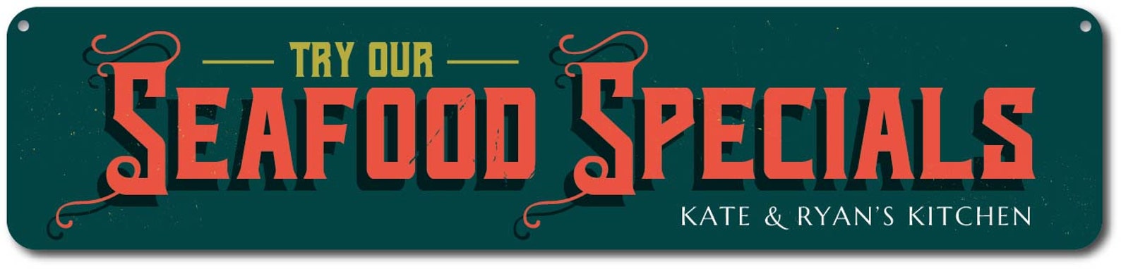 Try Our Seafood Specials Sign Personalized Chef Name Kitchen - Etsy