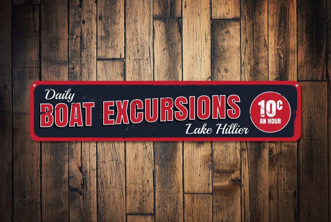 Boat Excursions Sign, Personalized Lake Name Sign, 10 Cents/hour Daily ...