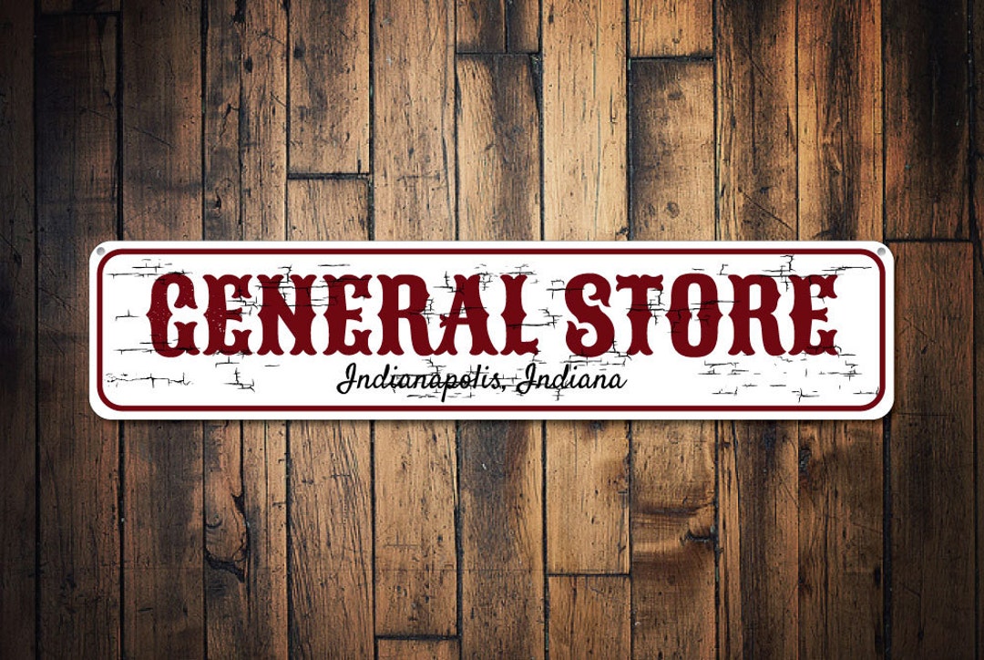 General Store City State Sign, Personalized Kitchen Sign, Custom Shop ...