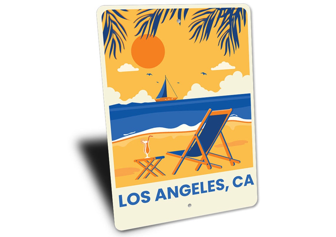 Los Angeles CA Sign Custom Beach Sign Beachfront View Beach - Etsy