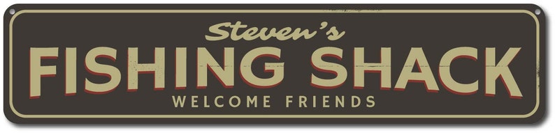 Fishing Shack Sign, Personalized Welcome Friends Fisherman Name Gift ...