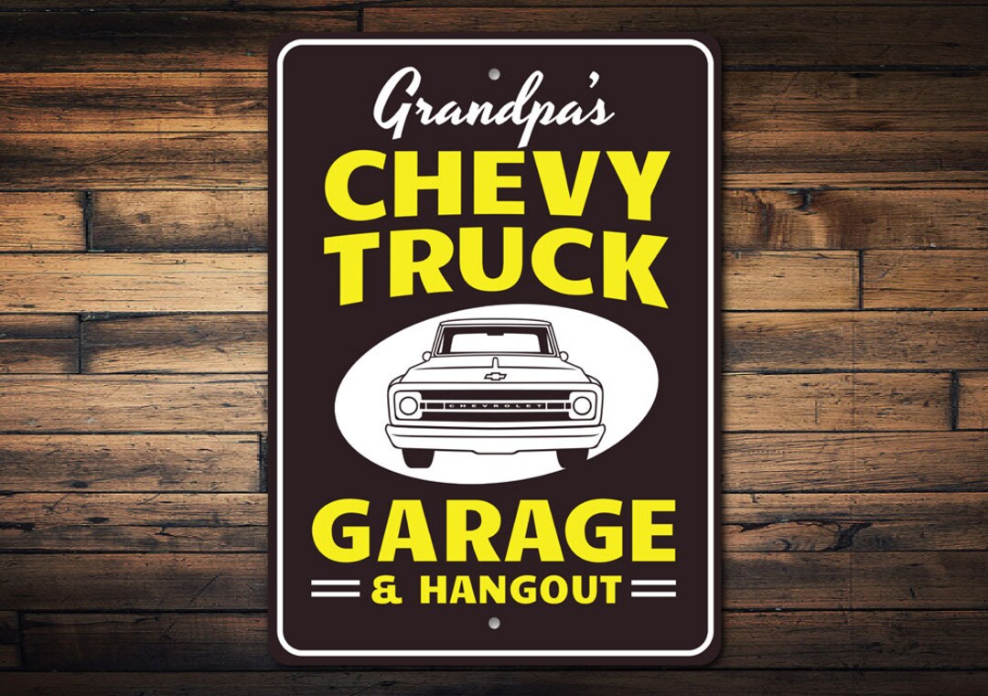 Chevy Truck Garage, Chevy Garage, Garage Signs, Garage Hangout, Garage ...