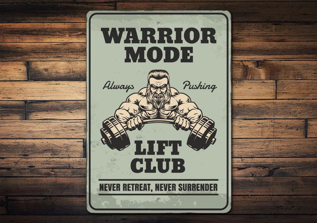 Warrior Mode Lift Club Sign, Gym Motivation Sign, Fitness Club Decor ...