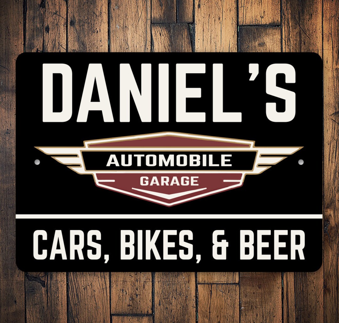 Personalized Garage Sign, Cars Bikes and Beer Sign, Vintage Car Sign ...