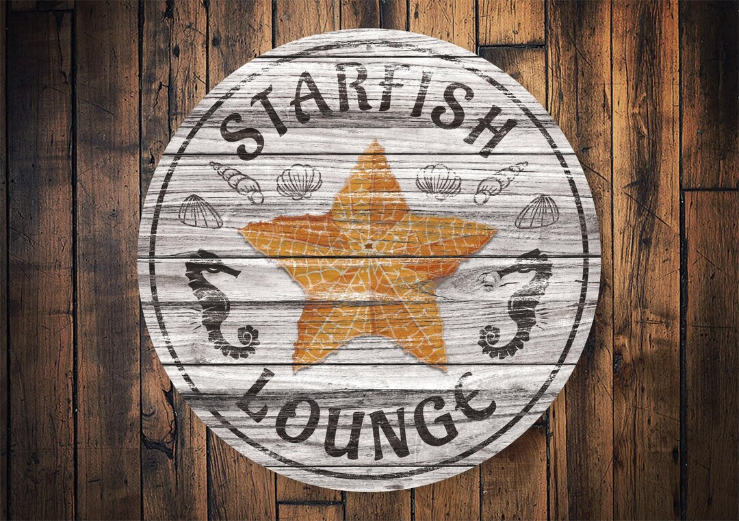 Starfish Lounge Sign, Beach Lounge Sign, Starfish Sign, Vintage Beach ...