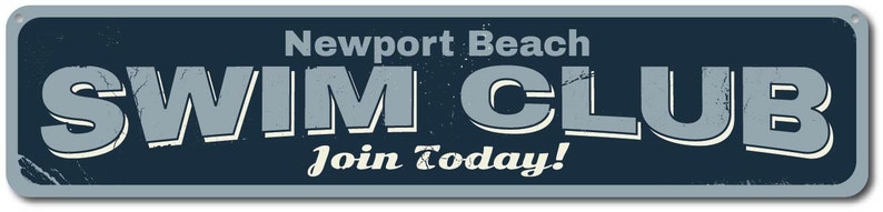 Swim Club Sign, Personalized Join Today Beach Location Sign, Beach ...