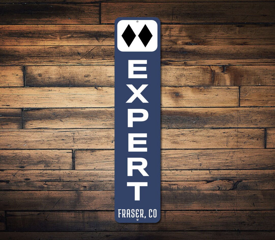 Expert Ski Vertical Sign, Custom Double Black Diamond Ski Difficulty ...