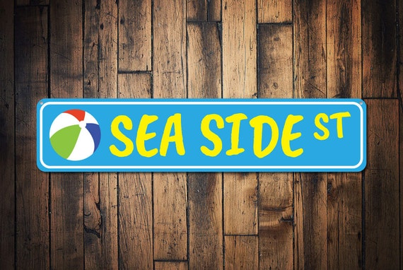 Sea Side St Sign Custom Beach Street Sign Colorful Beach - Etsy