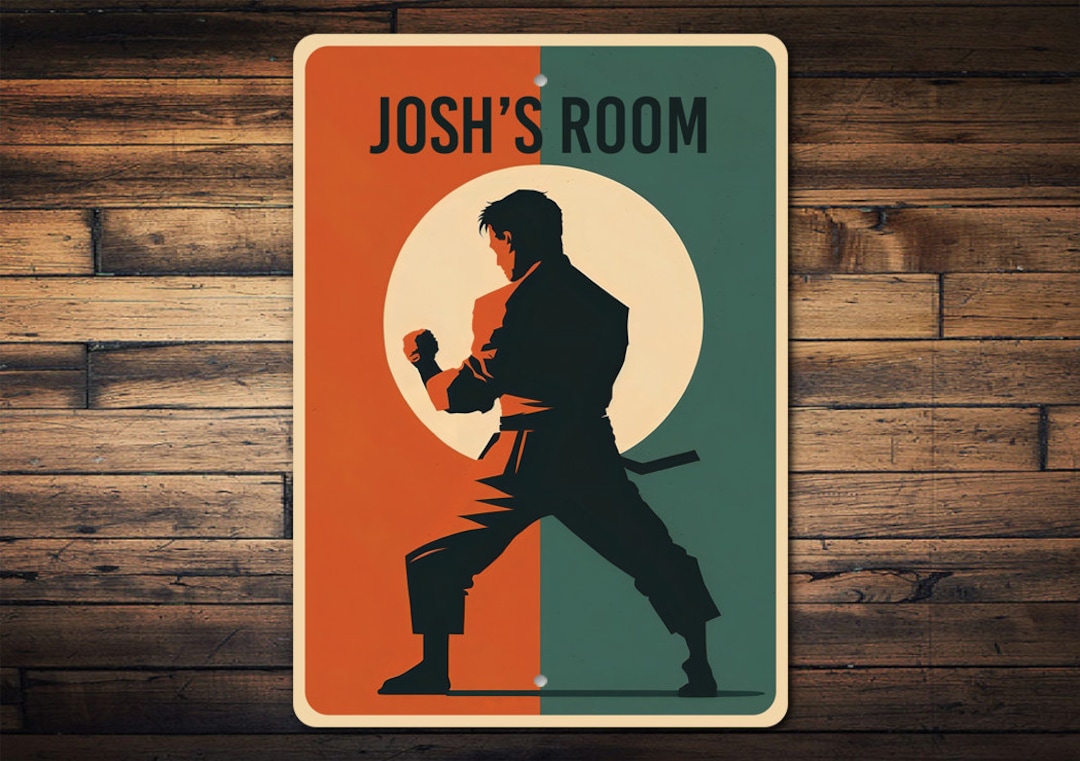 Kid in Martial Arts Room Name Sign, Custom Name Sign, Boys Bedroom ...