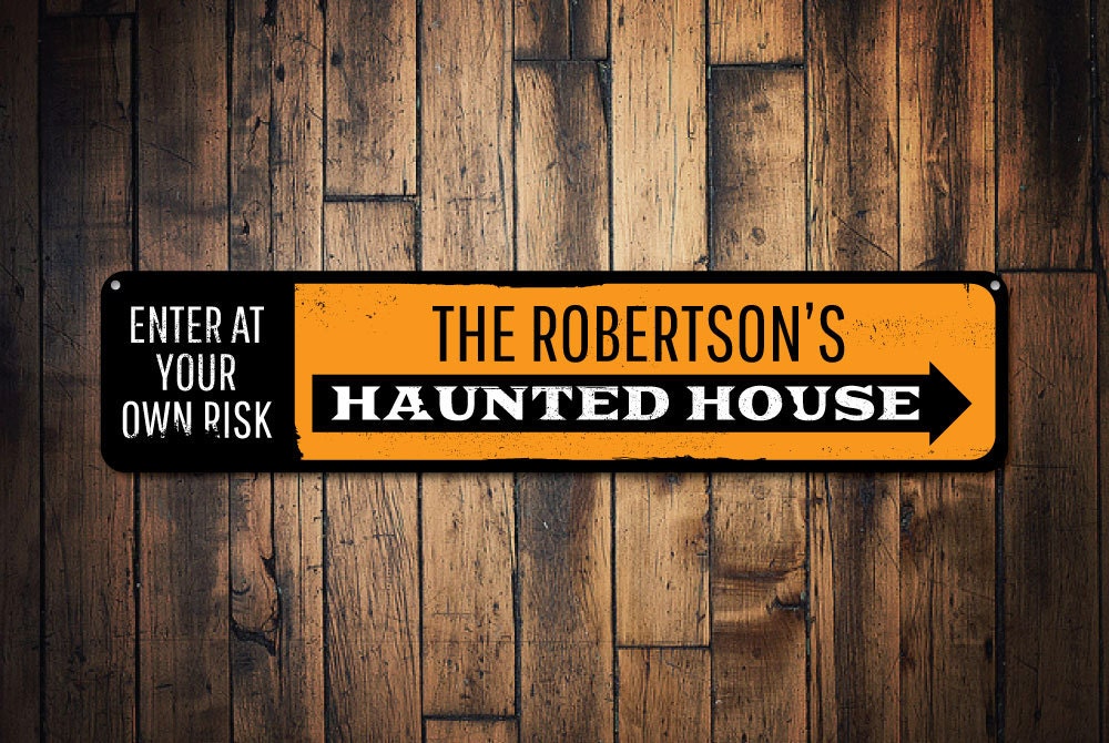 Haunted House Arrow Sign Personalized Family Name Halloween | Etsy