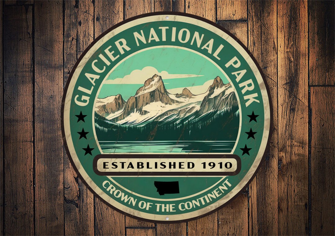 Vintage Style Glacier National Park Sign for Home Decor, Cabin Wall ...