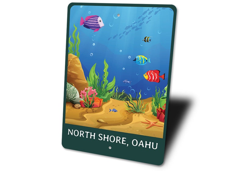 North Shore Oahu Sign Custom Beach Sign Marine Life Beach - Etsy
