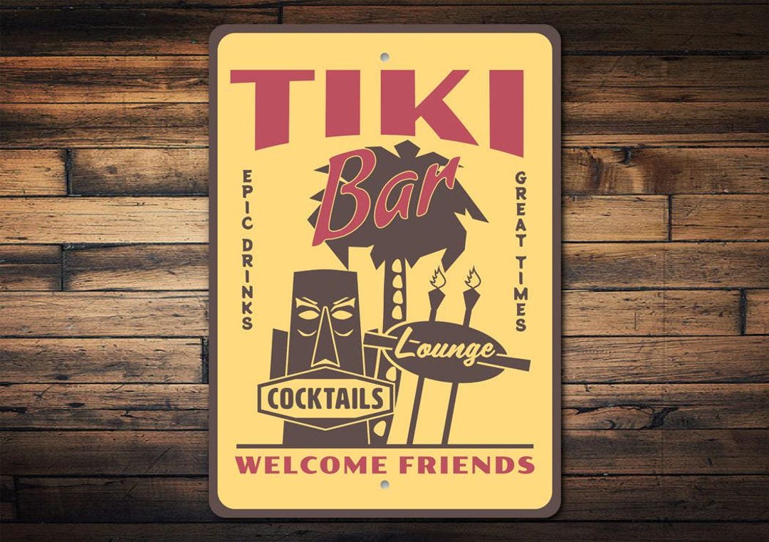 Tiki Bar Sign, Hawaiian Bar Decor, Tiki Lounge Sign, Summer Tropical ...