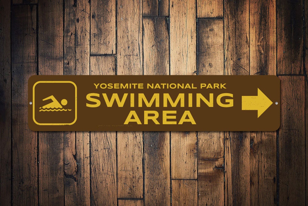 Swimming Area Sign, Custom Swimmer Arrow Swim National Park Name Gift ...
