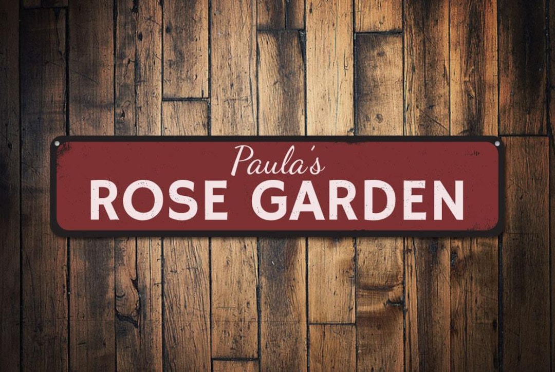 Rose Garden Sign, Personalized Gardener Name Sign, Custom Garden Decor ...
