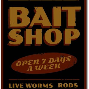 Bait Shop Sign, Custom Bait Shop Open Lake Sign, Metal Lake Name Sign ...