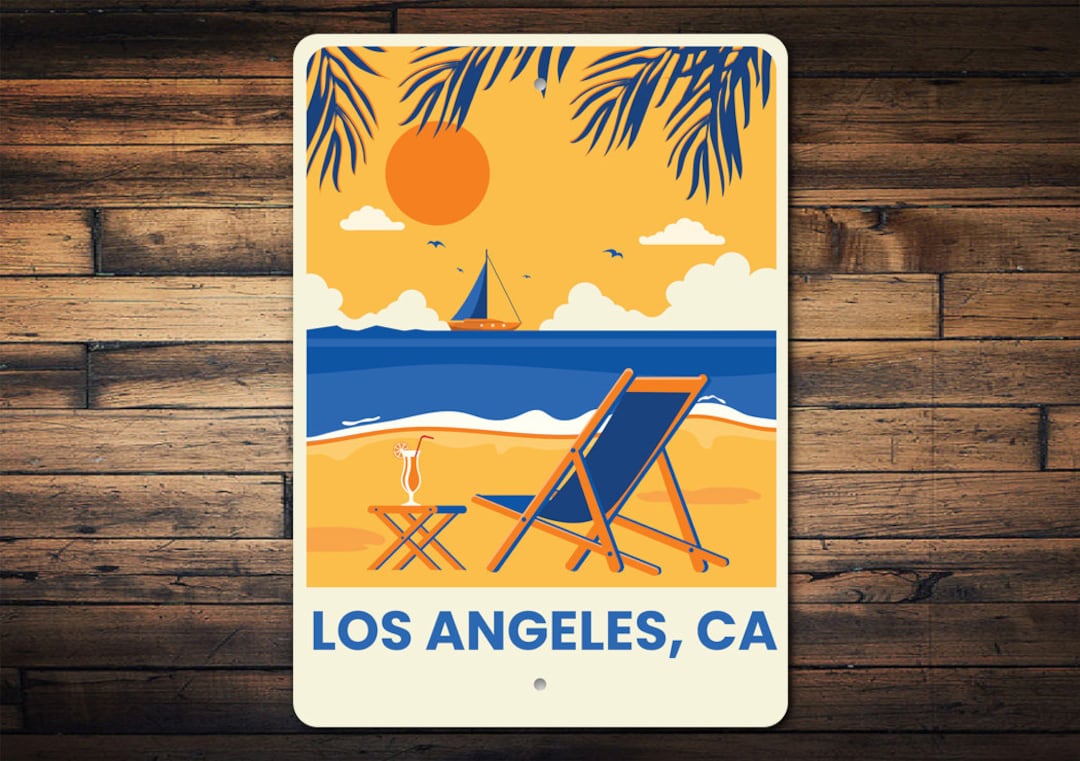 Los Angeles CA Sign, Custom Beach Sign, Beachfront View, Beach Decor ...