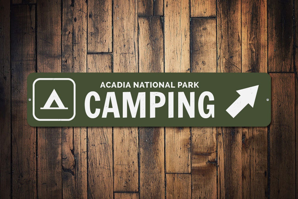Camping Sign Custom Camper Tent Arrow National Park Location - Etsy