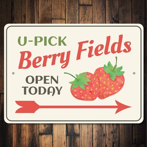U-pick Sign, Berry Fields Sign, Strawberry Decor, Strawberry Sign ...