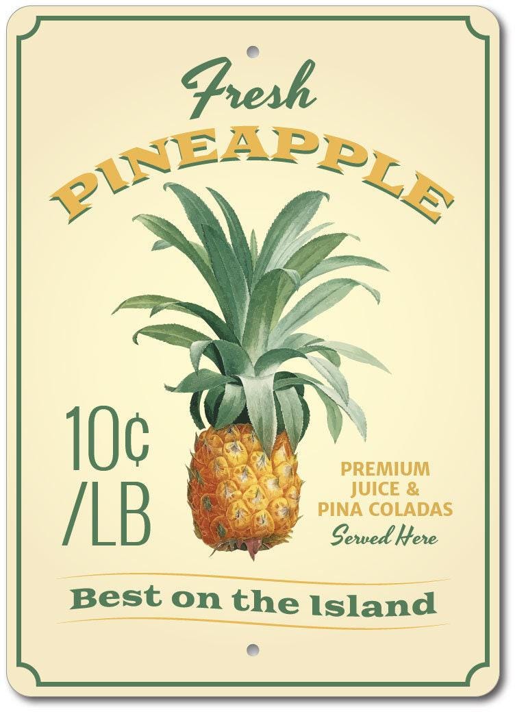 Pineapple Sign, Pineapple Decor, Fresh Fruit Sign, Pineapple Lover Gift ...
