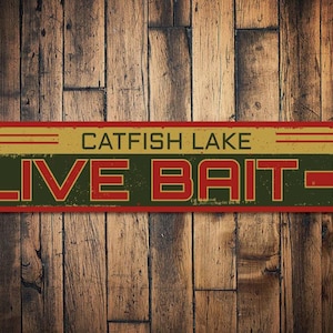 Live Bait Sign, Personalized Directional Arrow Sign, Custom Fishing ...