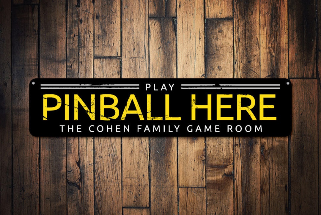 Play Pinball Here Sign, Arcade Decor, Family Name Sign, Game Room Sign ...