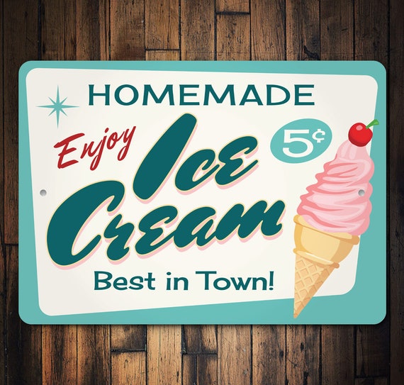 Homemade Ice Cream Sign Ice Cream Sign Vintage Ice Cream | Etsy