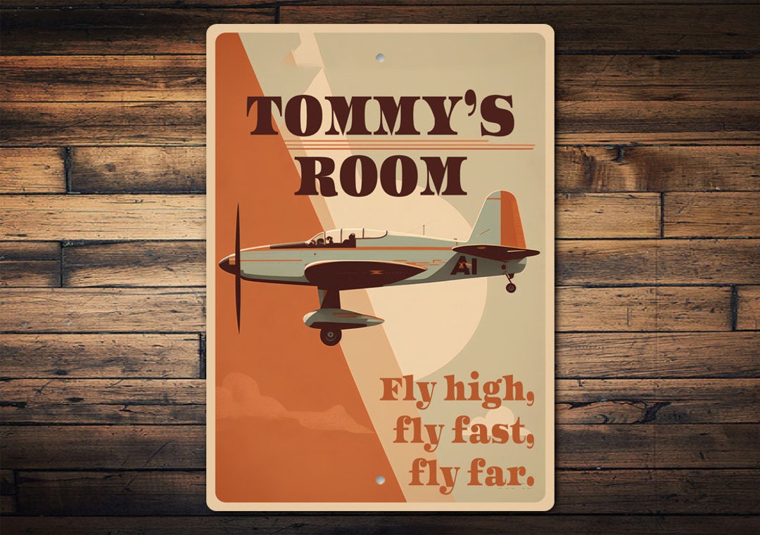 Custom Room Name Sign, Aviation Decor, Vintage Airplane Lover Gift ...