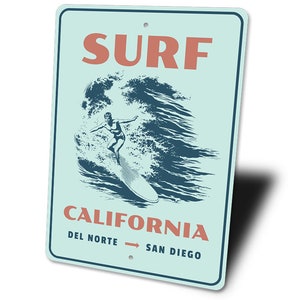 Surf Cali Sign, Retro Surf Location, Surfing Location, Gift for Surfers ...