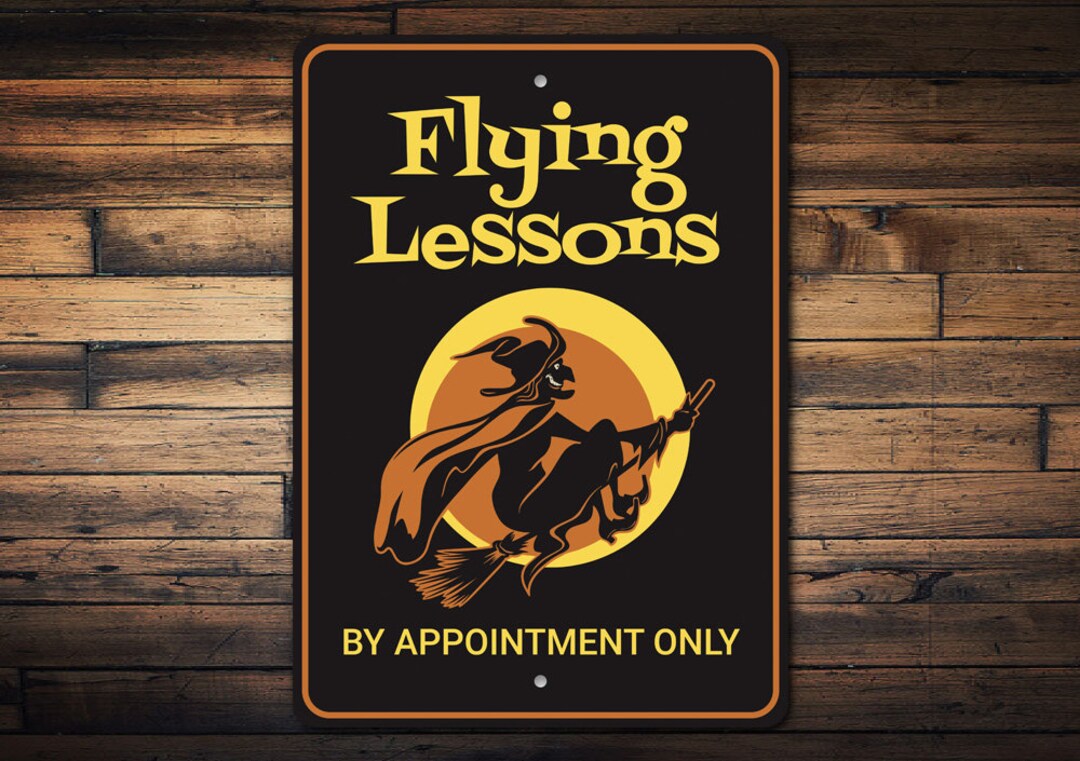 Flying Lessons Sign, Witch Broom Sign, Witch Gift Decor, Halloween Sign ...