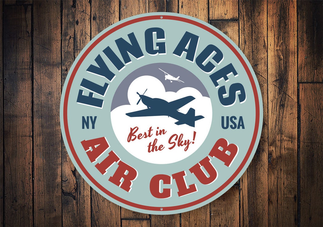 Flying Aces Sign, Air Club Sign, Aviation Clubs, Airplane Decor, Plane ...