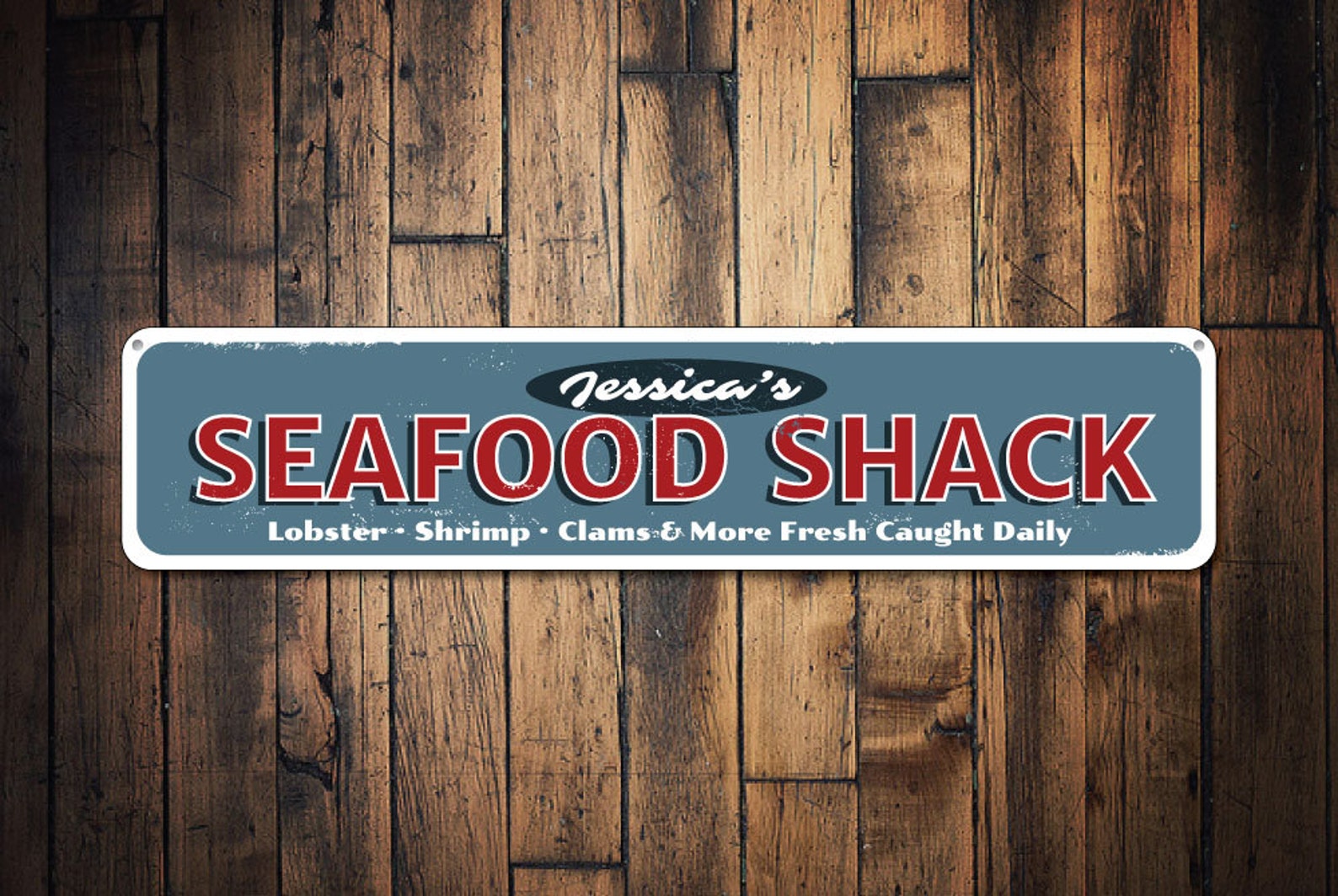 Seafood Shack Sign, Personalized Lobster Shrimp Clams Fresh Caught ...