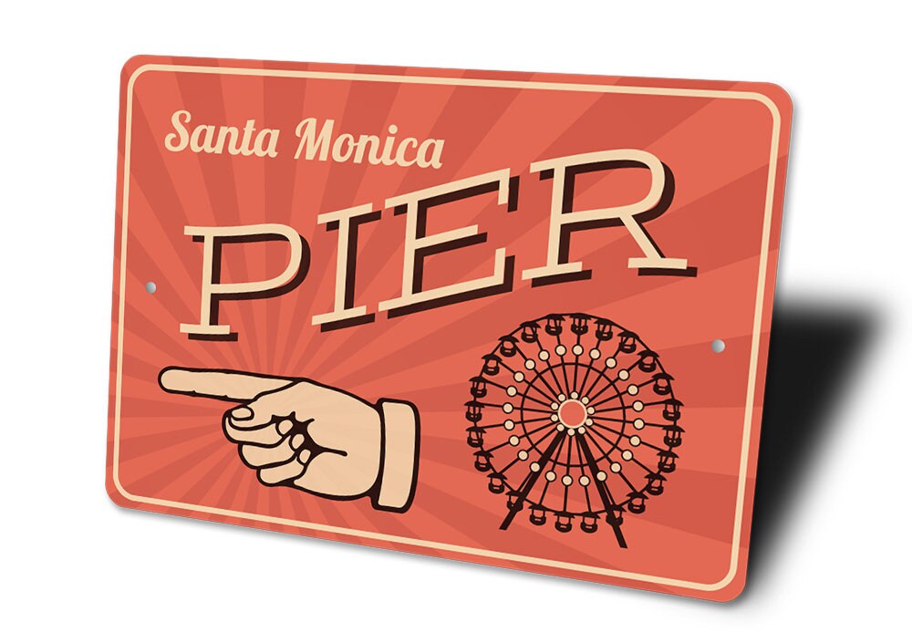 Santa Monica Sign Monica Pier Sign Ferris Wheels Metal Sea - Etsy