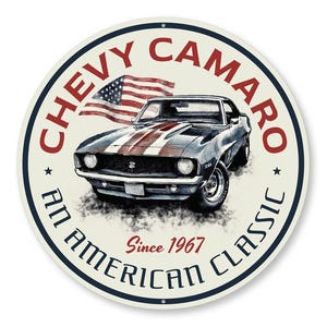 Chevy Camaro Sign, American Classic Camaro, Classic Camaro, Vintage ...
