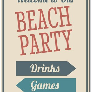 Beach Party Decor, Beach Party Sign, Beach Arrow Sign, Welcome Beach ...