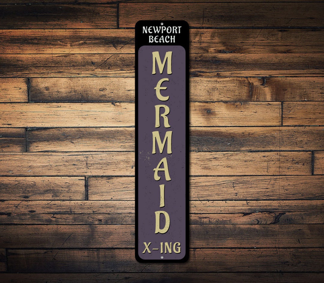 Mermaid X-ing Vertical Sign, Custom Beach Name Fish Crossing Sign ...