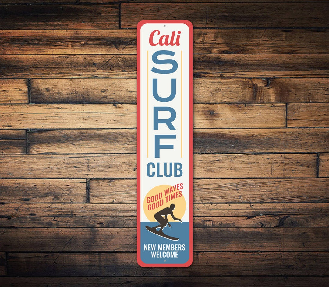 Surf Club Sign, Surfing Decor, Surf Beach Decor, Surf Lovers House ...