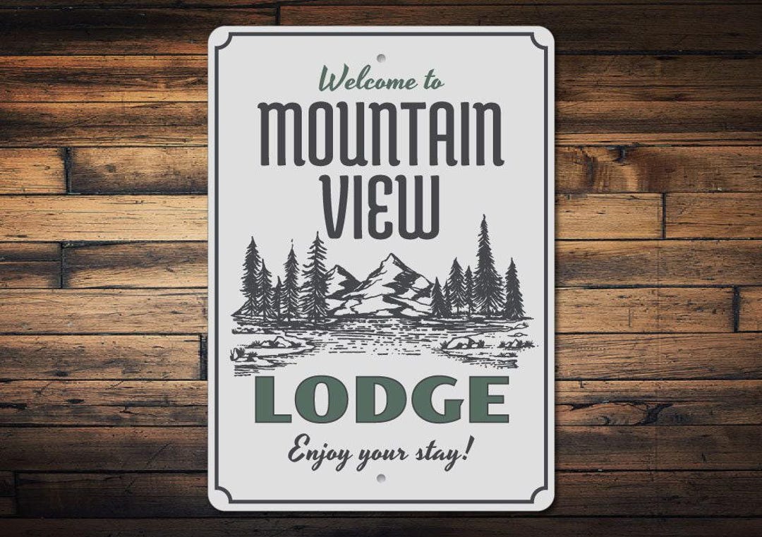Mountain Decor, Lodge Sign, Mountain View Sign, Mountain Scene Sign ...