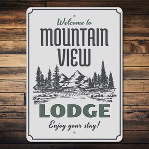 Mountain Decor, Lodge Sign, Mountain View Sign, Mountain Scene Sign ...