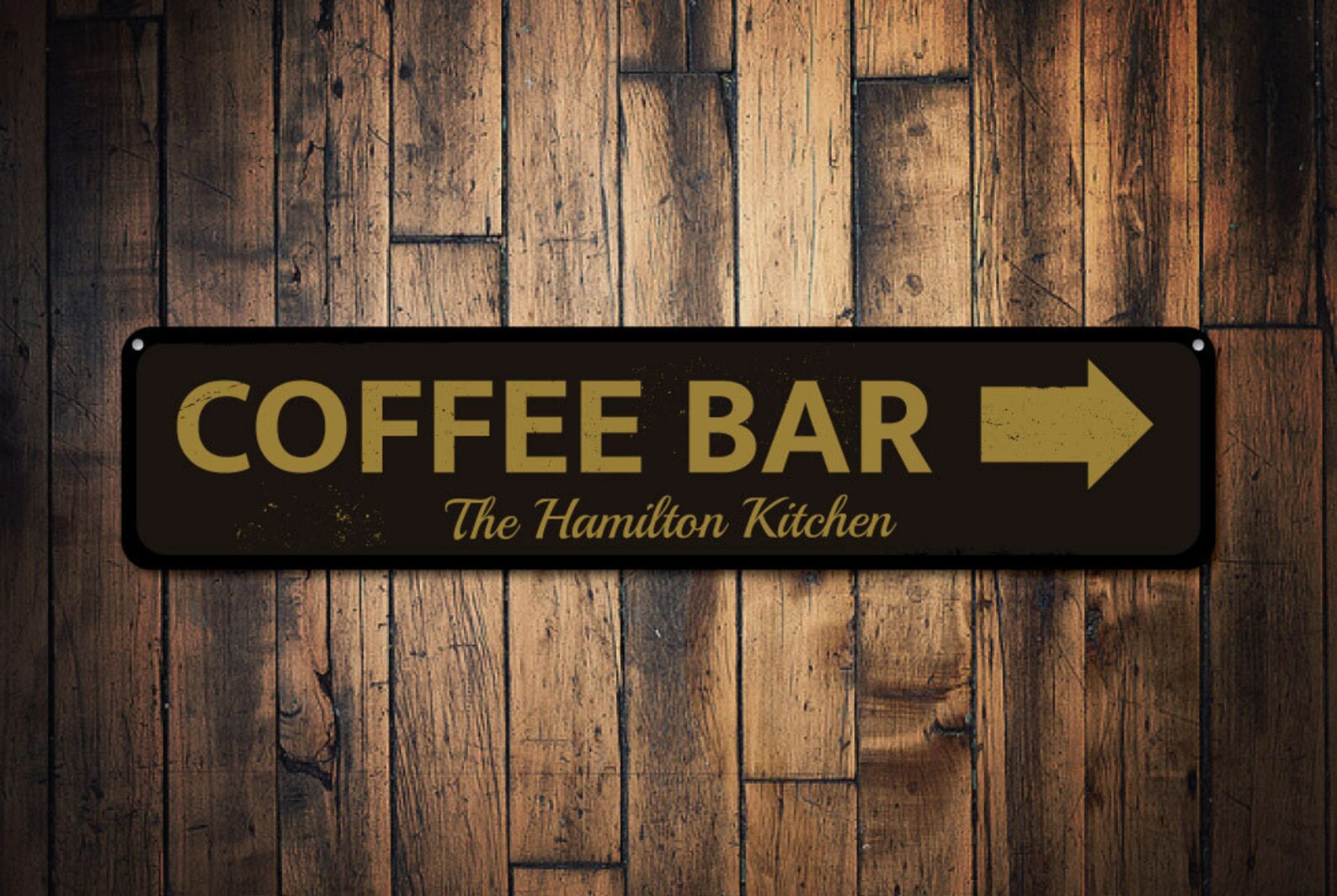 Coffee Bar Directional Arrow Sign Personalized Family Name | Etsy