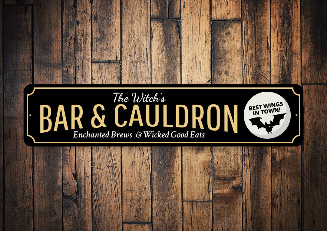 Bar and Cauldron, Bat Bar Decor, Spooky Bar Sign, Spooky Decor, Decor ...