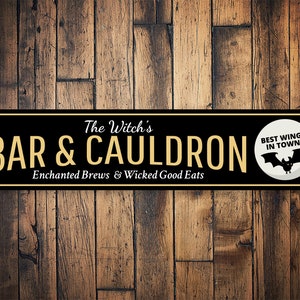 Bar and Cauldron, Bat Bar Decor, Spooky Bar Sign, Spooky Decor, Decor ...