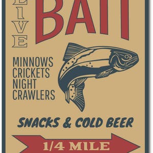 Live Bait Sign, Fishing Bait Sign, Bait Shop Decor, Bait Shop Sign ...