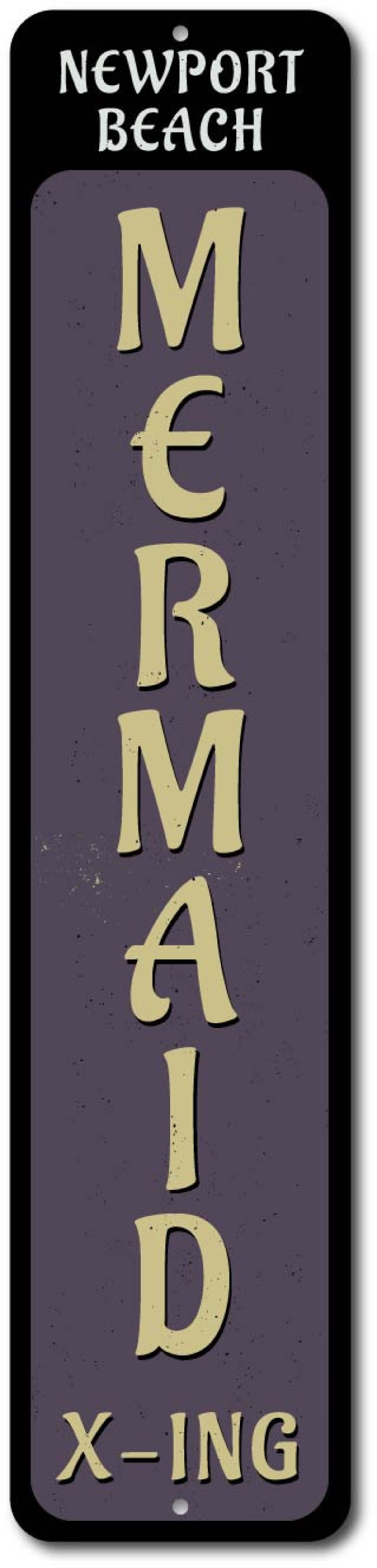 Mermaid X-ing Vertical Sign Custom Beach Name Fish Crossing | Etsy