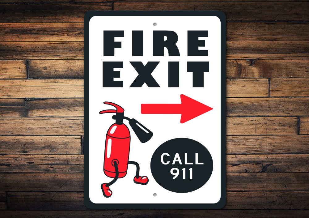 Fire Exit Sign Retro Fire Exit Sign Safety Sign Decor Fire - Etsy