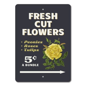 Fresh Cut Flowers Sign, Yellow Rose Sign, Rose Lover Gift, Flower Shop ...