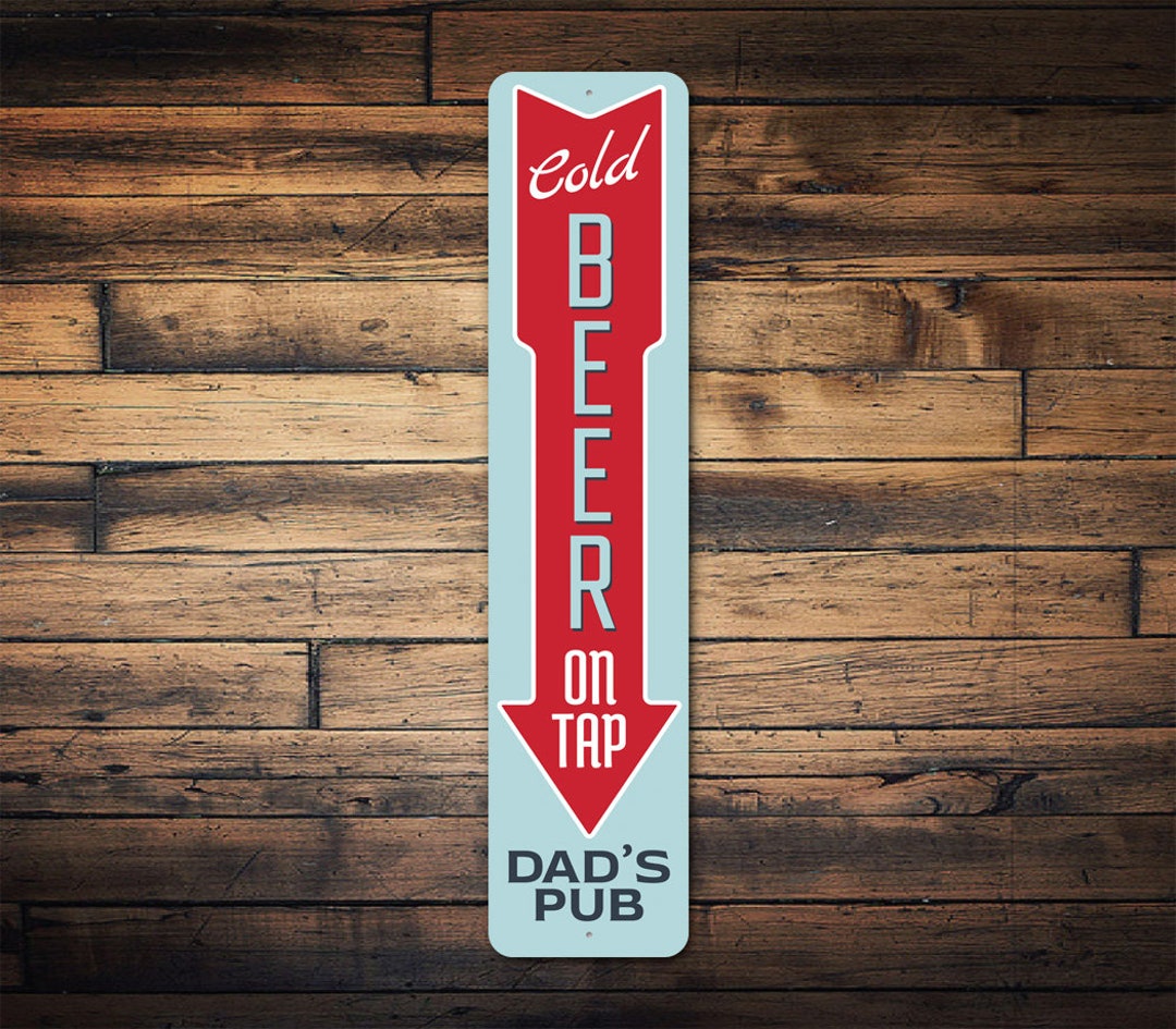 Cold Beer on Tap Sign, Beer Tap Decor, Dads Bar Sign, Beer Lover Decor ...