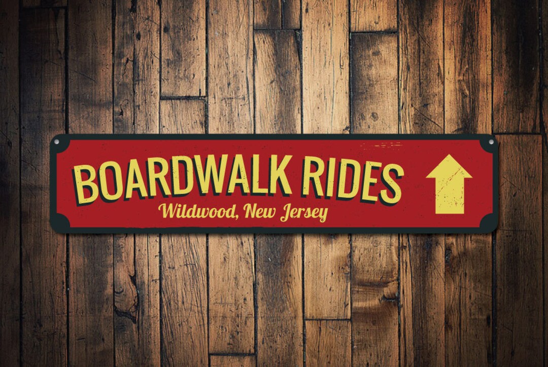 Boardwalk Rides Arrow Sign, Personalized City State Boardwalk Location ...